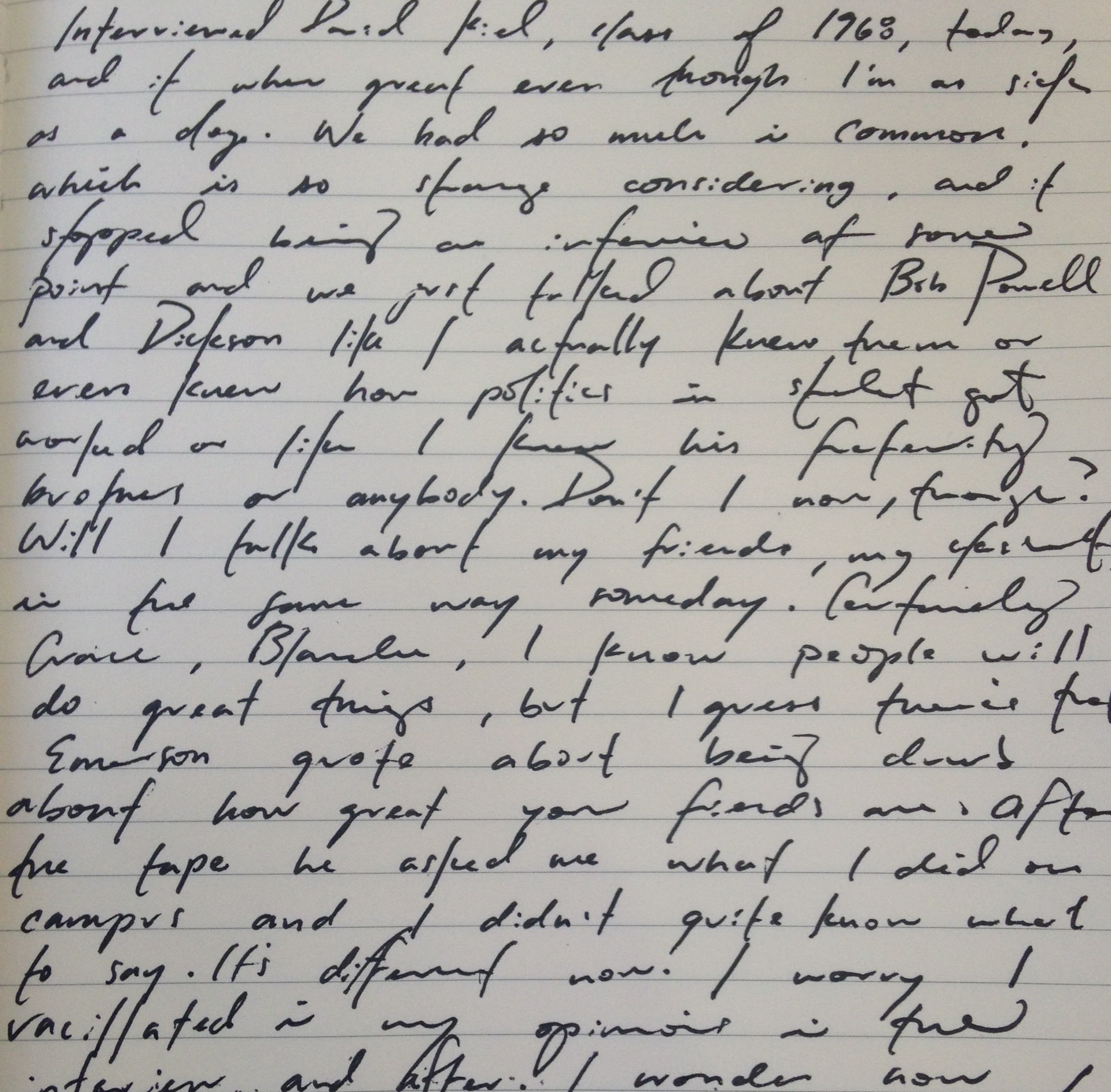 Journal Entry From David Kiel Interview