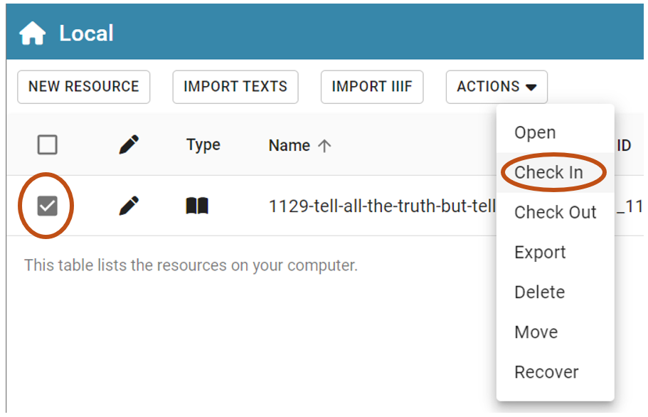 Check In Resource