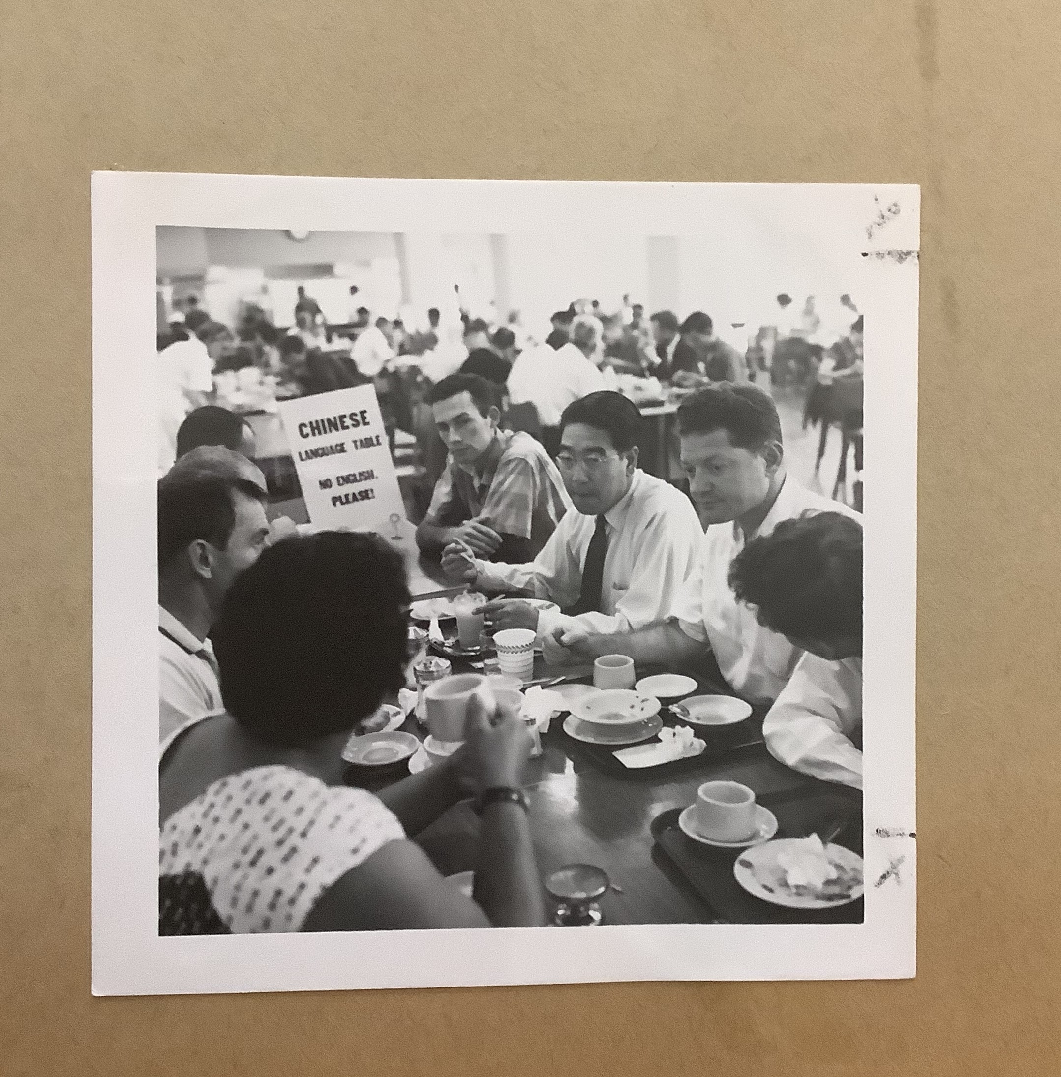 Dr. Chen at the USC Chinese language table. Date and location unknown.